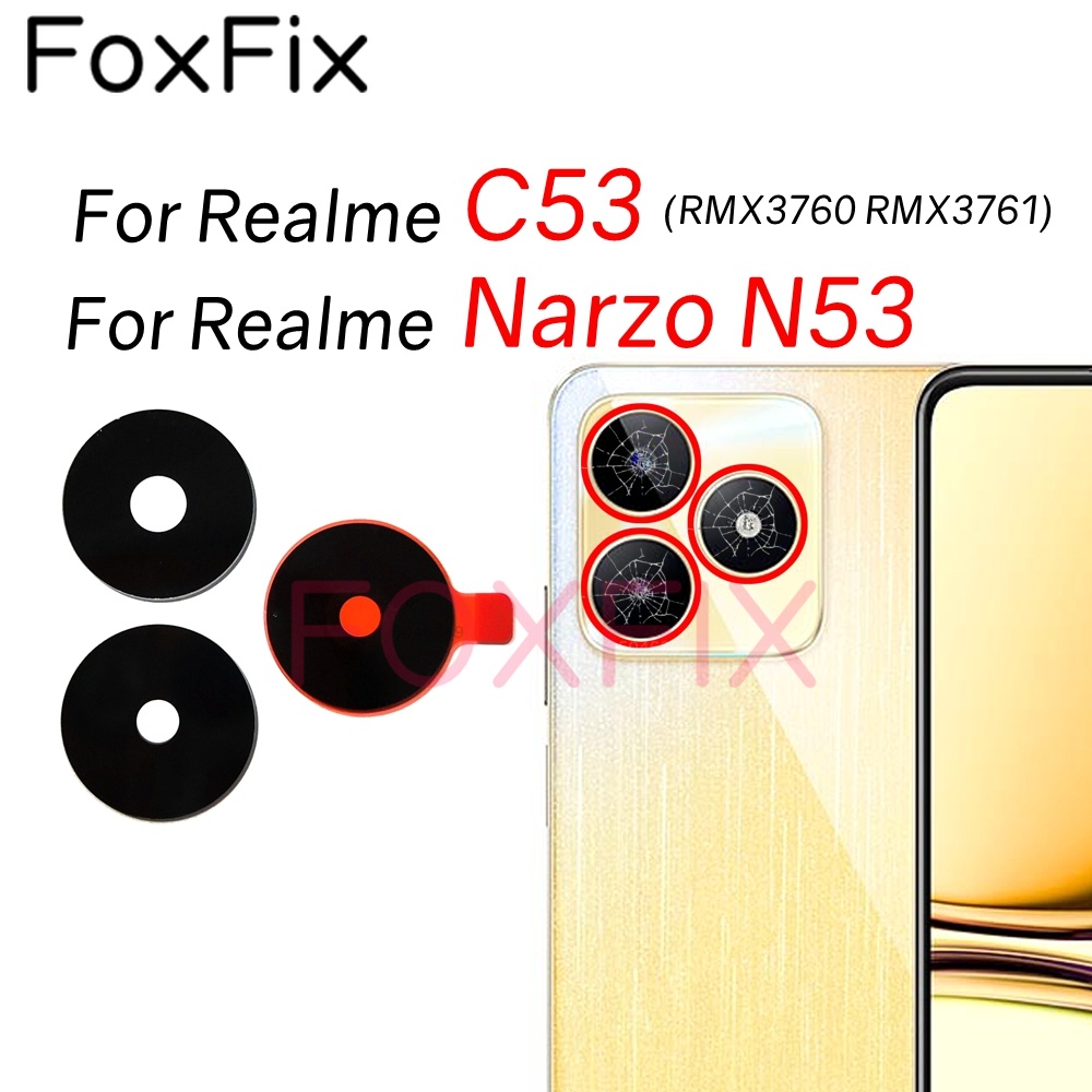 เลนส์กระจกกล้องด้านหลัง แบบเปลี่ยน พร้อมสติกเกอร์กาว สําหรับ Realme C53 ...