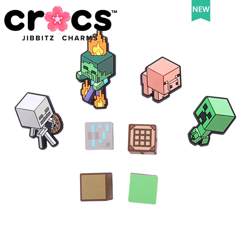 Minecraft jibbitz crocs แท้ ชุด 3D Croocs Charm set | Shopee Thailand