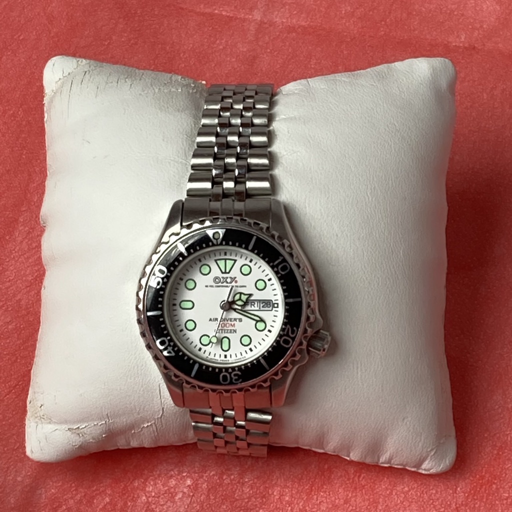 CITIZEN Citizen OXY Air Diver's 200m 6008-L07275 White dial working | Shopee Thailand