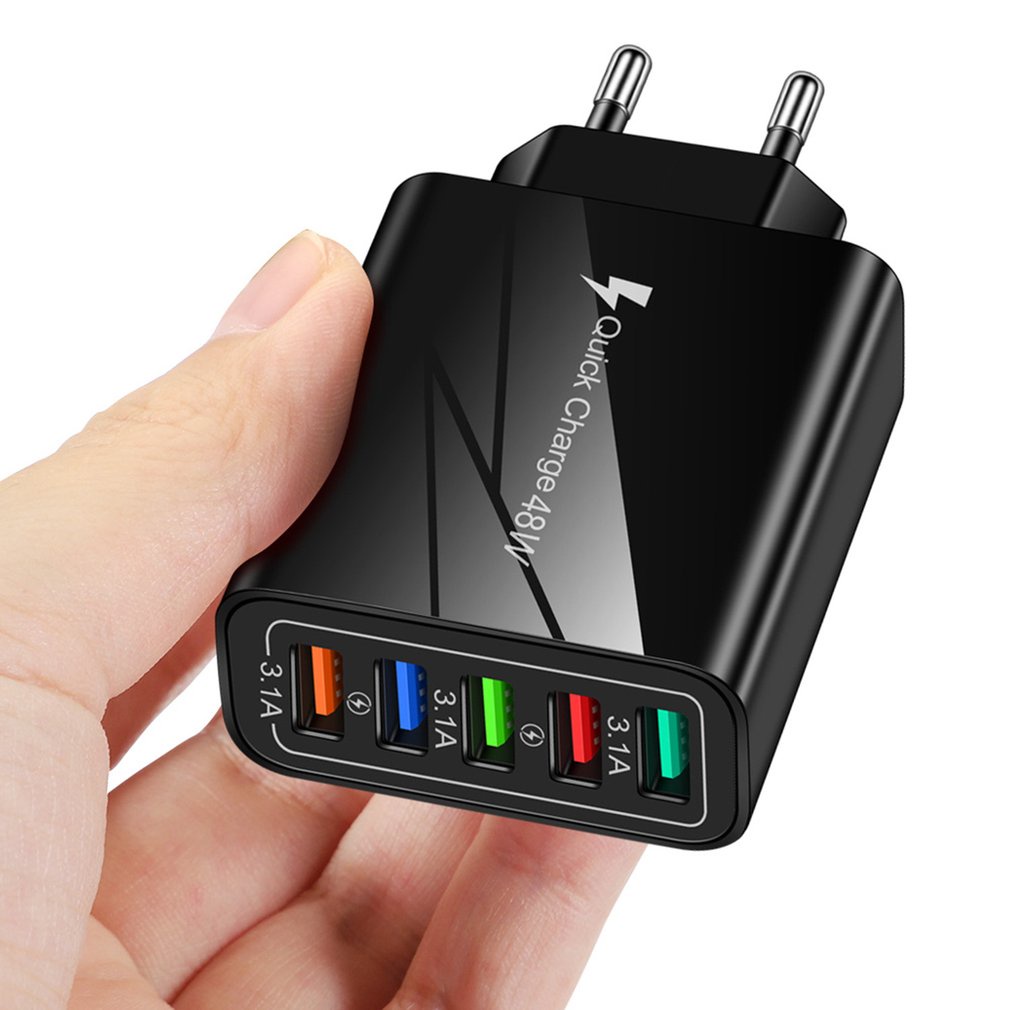 USB Charger 5 Ports Quick Charge Universal Wall Chargers Luminous ...
