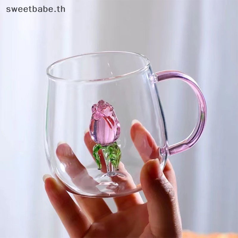 Sebabe แก้วมักใส ลายน่ารัก 3D พร้อมหูจับ ทนความร้อน สําหรับใส่นม กาแฟ ...