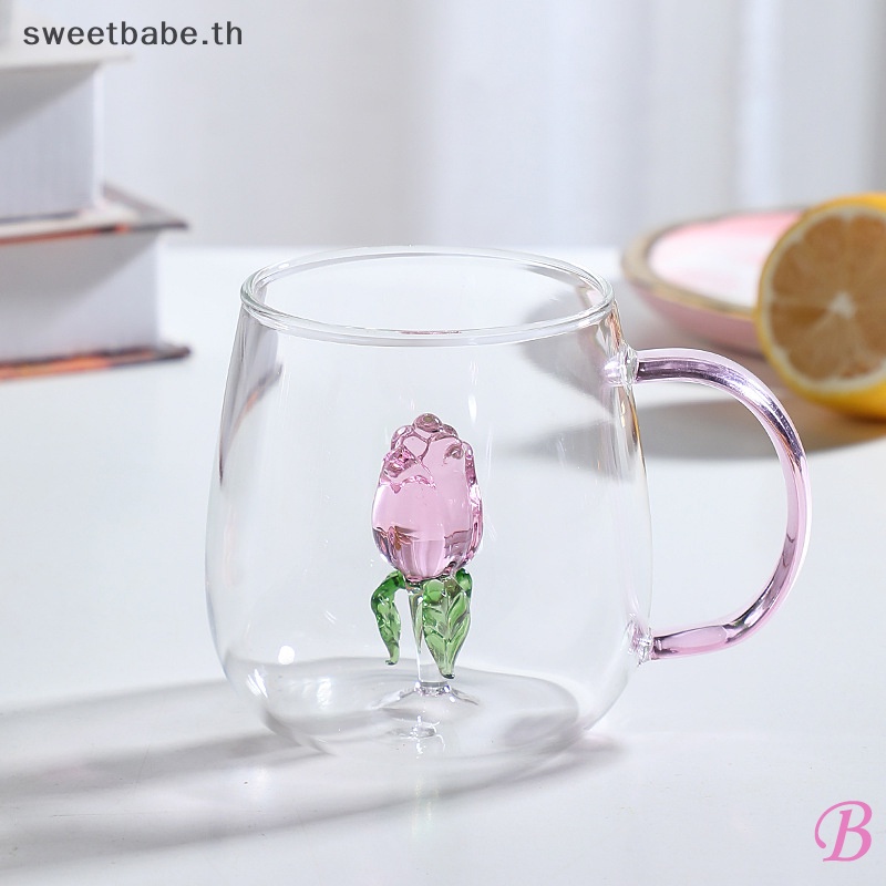 Sebabe แก้วมักใส ลายน่ารัก 3D พร้อมหูจับ ทนความร้อน สําหรับใส่นม กาแฟ ...