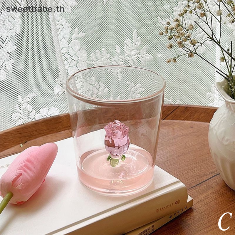 Sebabe แก้วมักใส ลายน่ารัก 3D พร้อมหูจับ ทนความร้อน สําหรับใส่นม กาแฟ ...