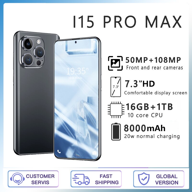 Damaishopee Global Version 5G Phones i15 Pro Max 4G โทรศัพท์มือถือ แอน ...