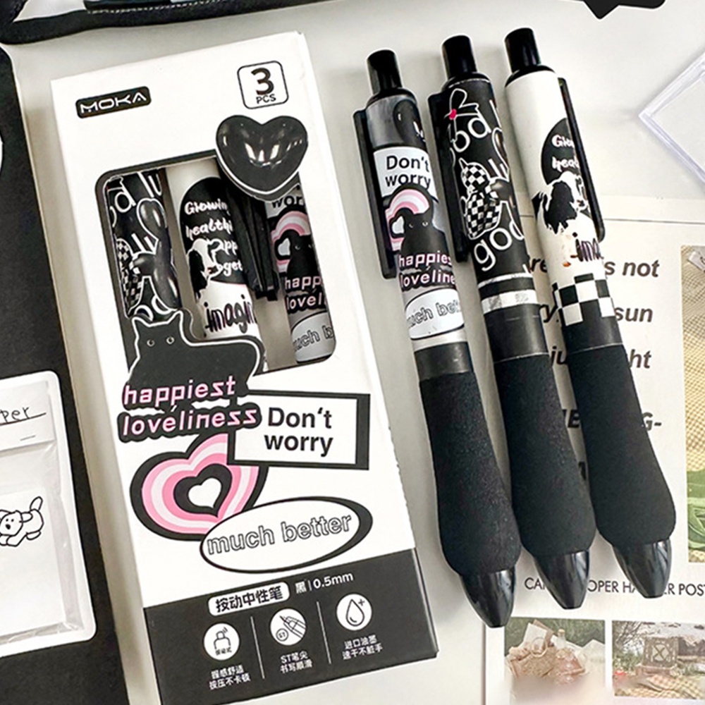 ปากกามาร์กเกอร์ ลายการ์ตูนน่ารัก St0.5 มม. สไตล์วินเทจ 3 ชิ้น ต่อชุด ...