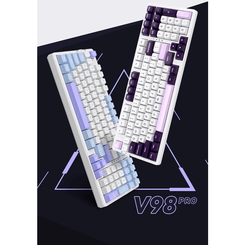 คีย์บอร์ดบลูทูธไร้สาย Polar Fox VGN V98 Pro RGB Backlit 2.4G Type-C มีสาย สามโหมด PBT | Shopee ...