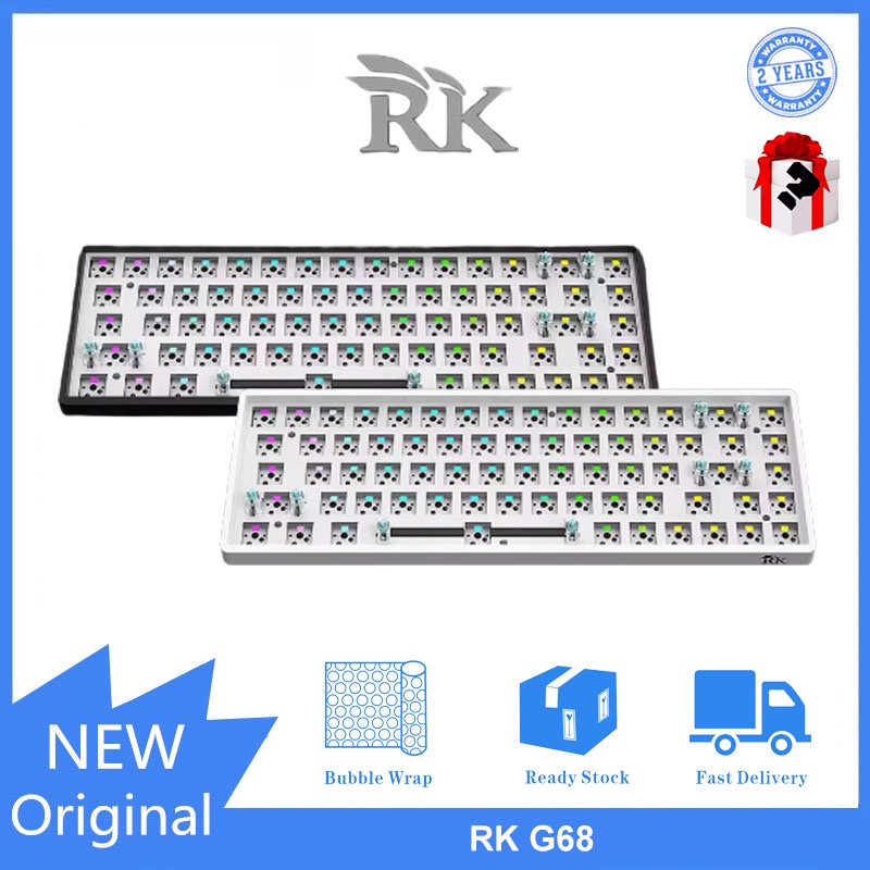 Rk G68 ชุดคีย์บอร์ดไร้สายบลูทูธ 2.4G สามโหมด RGB | Shopee Thailand
