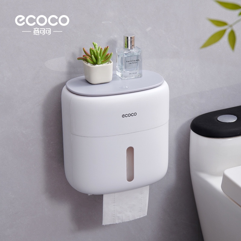 HOME818 กล่องใส่ทิชชู กล่องทิชชู่อเนกประสงค์ กันน้ำ ติดผนังไม่ต้องเจาะ มี2แบบให้เลือก ECOCO ...