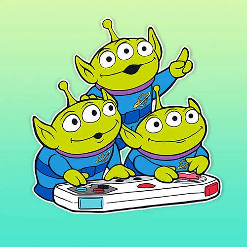 Cartoon Anime Toy Story Three-Eyed Alien Helmet Stickers Automotive ...