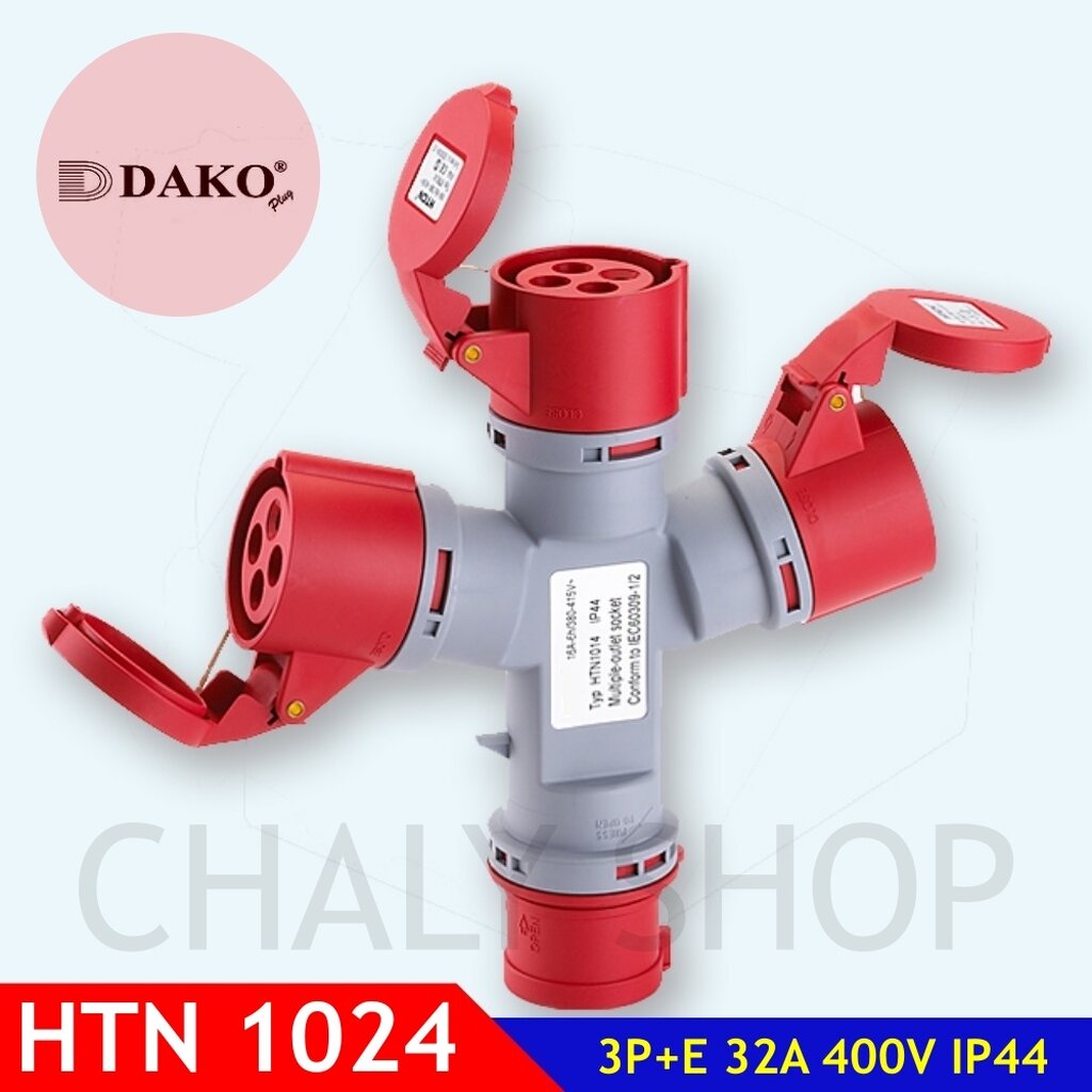 "DAKO PLUG" HTN1024 ปลั๊กกระจายไฟเข้า 1 ออก 3 3P+E 32A 400V IP44 | Shopee Thailand