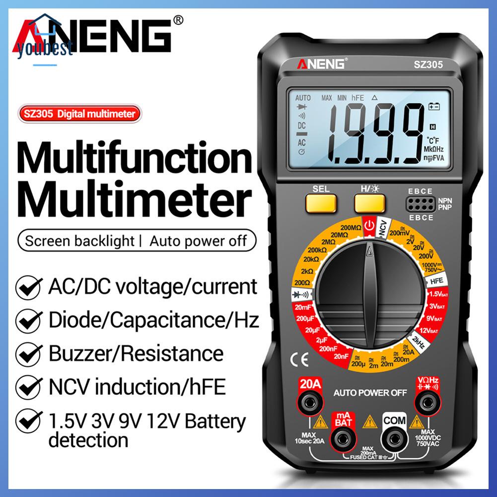 Aneng SZ304 เครื่องทดสอบแรงดันไฟฟ้าดิจิทัล RMS NCV AC DC อเนกประสงค์ ความแม่นยําสูง | Shopee ...