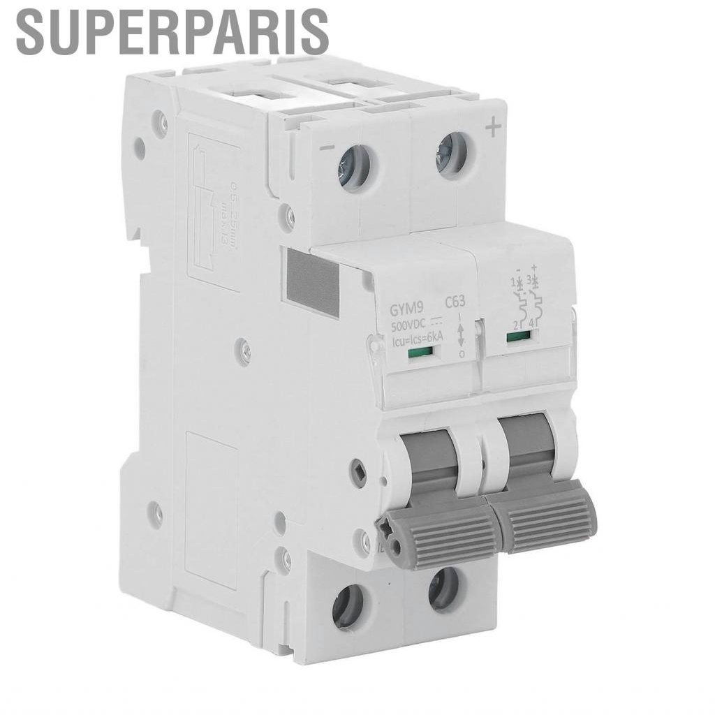 Superparis 2-Pole Miniature Circuit Breaker Din Rail Mountable DC 500V 63A for Home Office ...