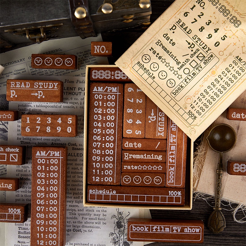 Enwei [Planned Time Series] แสตมป์ยางไม้ สไตล์วินเทจ สําหรับตกแต่งสมุด ...