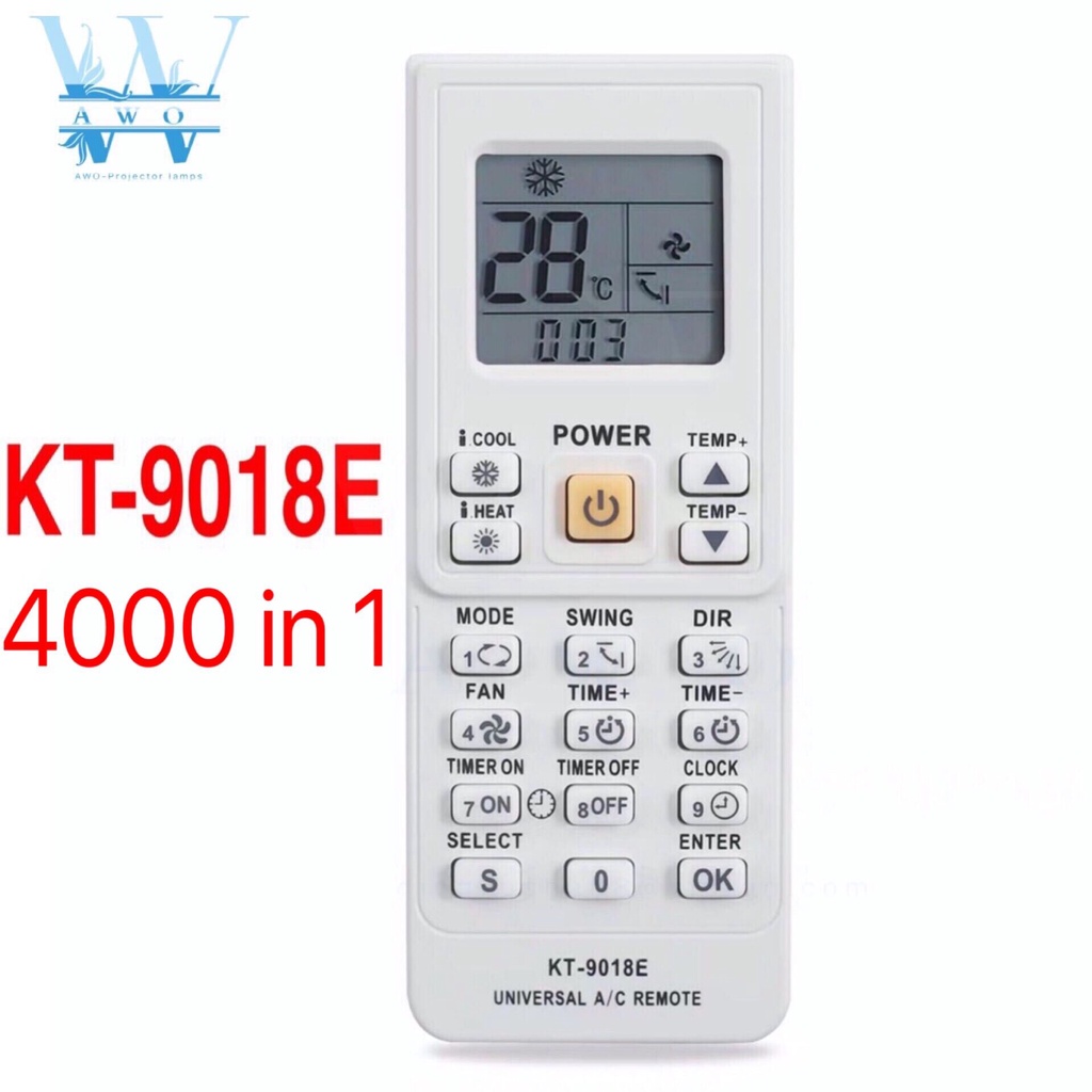 รีโมทคอนโทรลเครื่องปรับอากาศสากล 4000 in 1 KT-9018E LCD AC | Shopee ...
