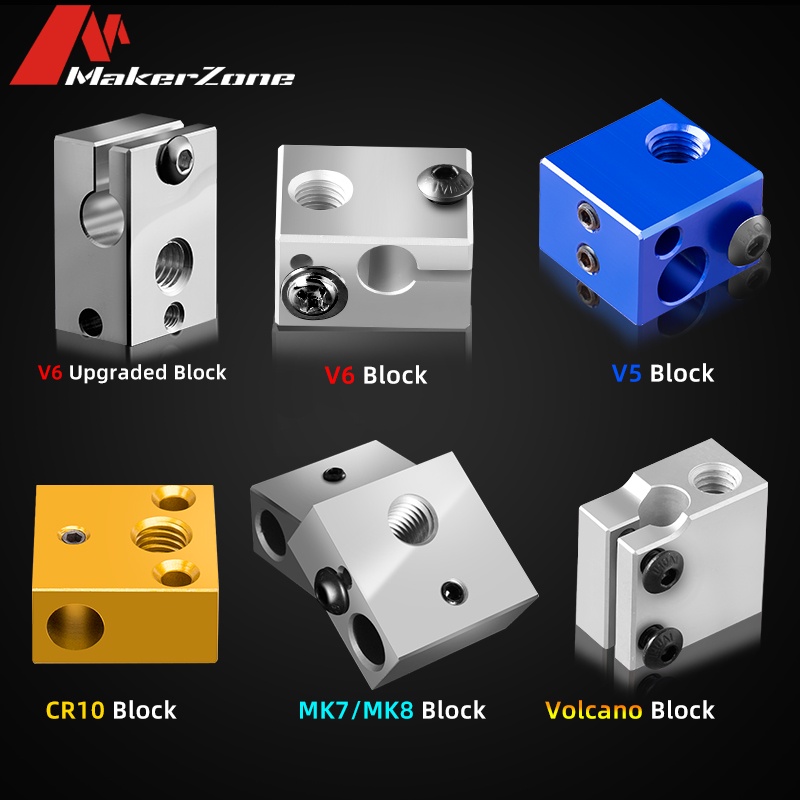 V6 V5 Volcano CR10 MK7 MK8 Aluminum Alloy Heating Block For Hotend J ...