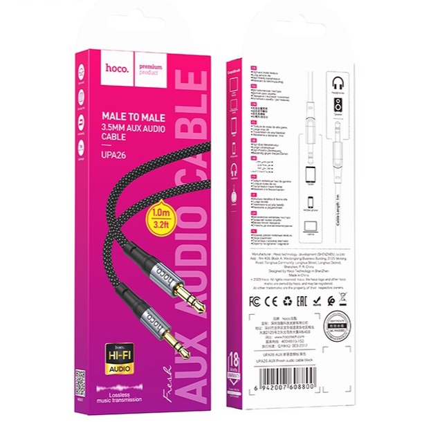 HOCO UPA26 สายแปลงเสียง Fresh audio cable มีหลายรุ่น aux to aux / tc to aux / ip to aux | Shopee ...