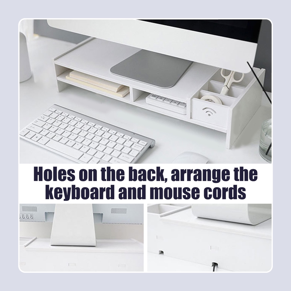 PC Computer Monitor Stand Riser Laptop Holder Wooden Desk Organizer ...