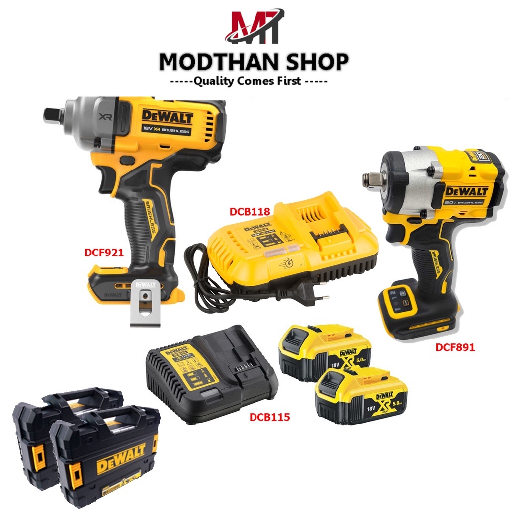 DeWALT ชุด 2พี่น้องเล็กใหญ่ (DCF891 + DCF921) พร้อมแบตเตอรี่ 5.0ah 2 ...
