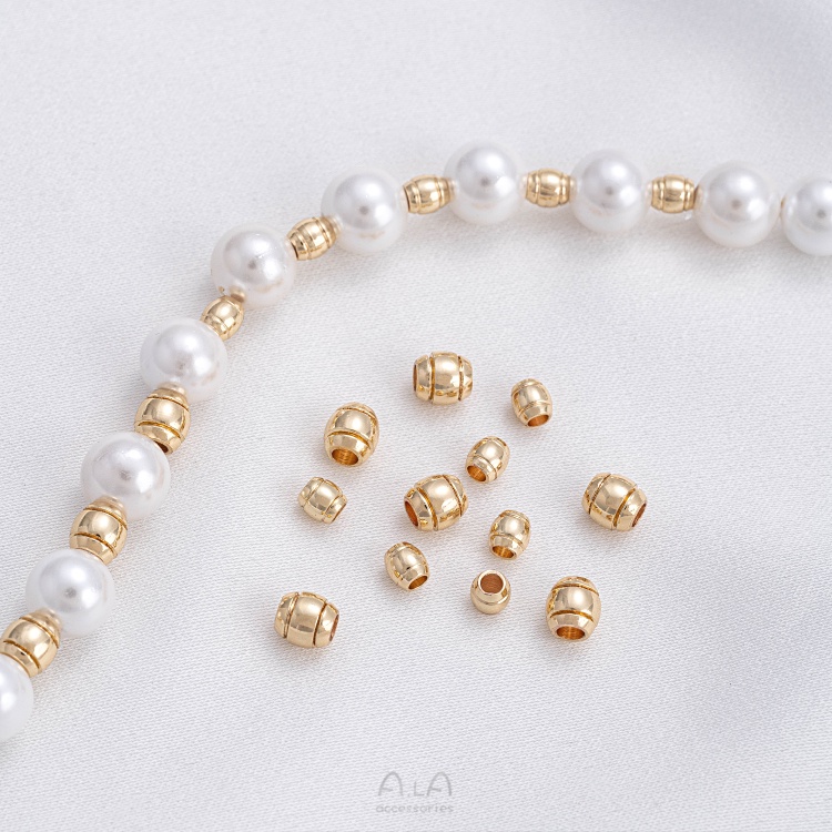 Spacer ลูกปัด diy 14K ทองแดง Clad สีทอง Retention รูขนาดใหญ่ Handmade | Shopee Thailand