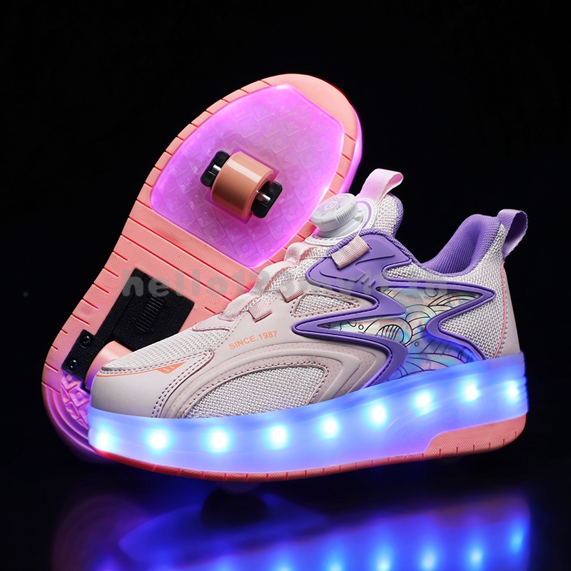 รองเท้าโรลเลอร์สเก็ต มีไฟกระพริบ LED สองล้อ หมุนได้ ชาร์จได้ ไซซ์ 28 ไซซ์ 41 JPHP | Shopee Thailand