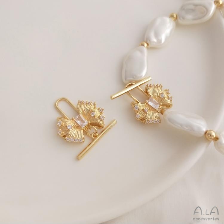 การเก็บรักษาสีทอง14K ฝังเพทายแฟชั่นโบว์ otหัวเข็มขัด DIY สร้อยคอมุกจี้เครื่องประดับ | Shopee ...