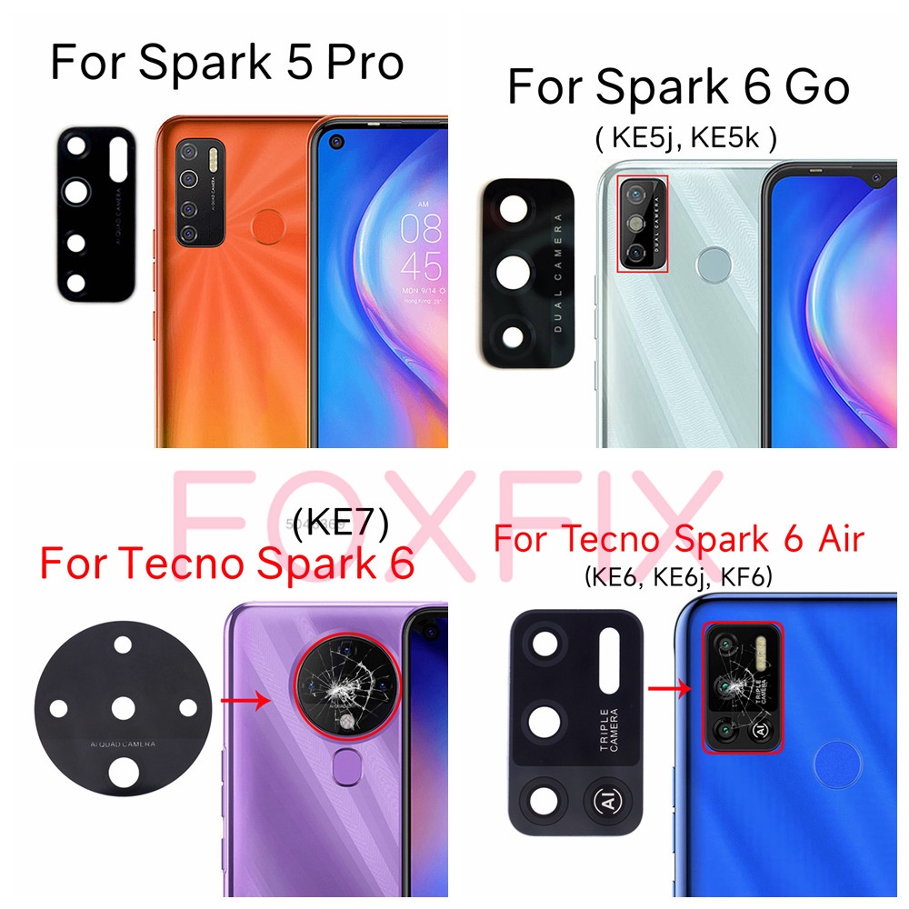 เลนส์กระจกกล้องด้านหลัง แบบเปลี่ยน พร้อมสติกเกอร์กาว สําหรับ Tecno ...