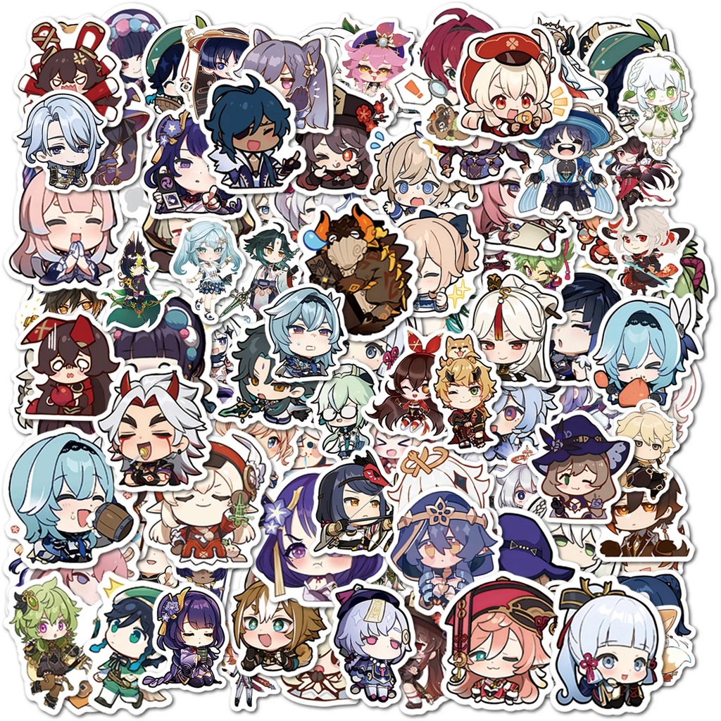 10/50/100Pcs Anime Genshin Impact Stickers Chibi Decal Hutao Klee Eula ...