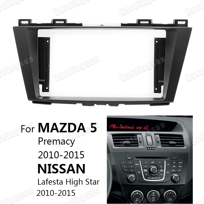 แผงเครื่องเล่น MP5 วิทยุ Fascia 2Din 2010-2015 Mazda กรอบ 9 นิ้ว ...