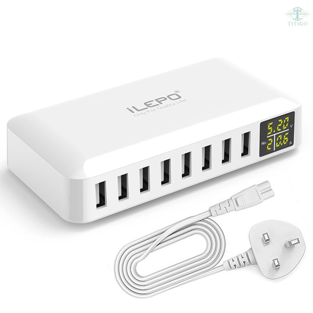 8 Ports Smart USB Charger 50W 8A Multi Port USB Hub with LCD Display ...
