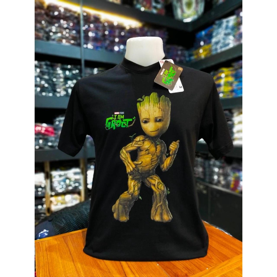 SO.BEST เสื้อยืด Marvel Groot2 สกรีนหน้าผ้าดำ ลิขสิทธิ์แท้ มาร์เวล | Shopee Thailand