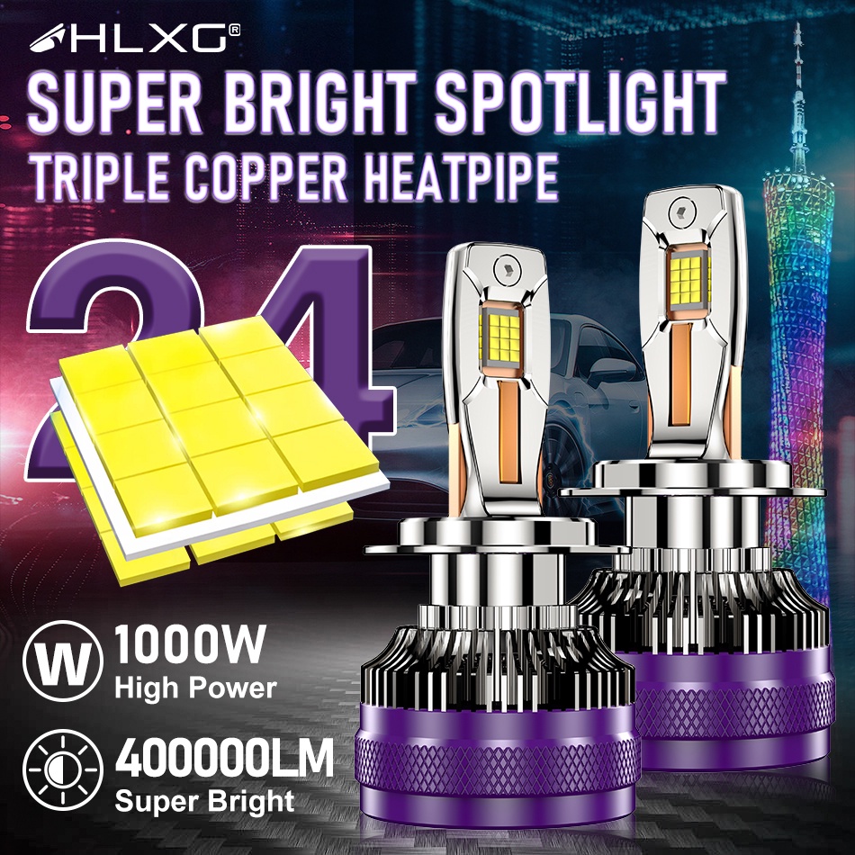 หลอดไฟหน้ารถยนต์ HLXG H7 LED H11 Canbus 1000W 400000ไฟตัดหมอกสูง ต่ํา LM H9 HB3 9005 HB4 9006 H1 ...