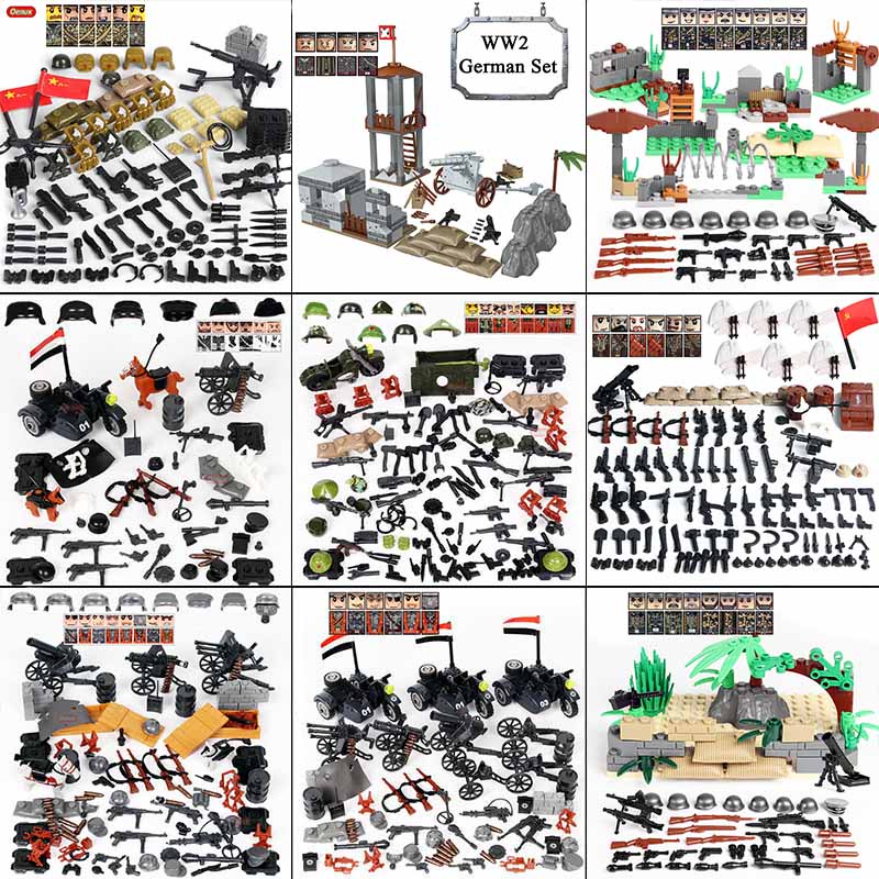 New WW2 Mini Military Soldiers Figures Small Building Block US Russian ...