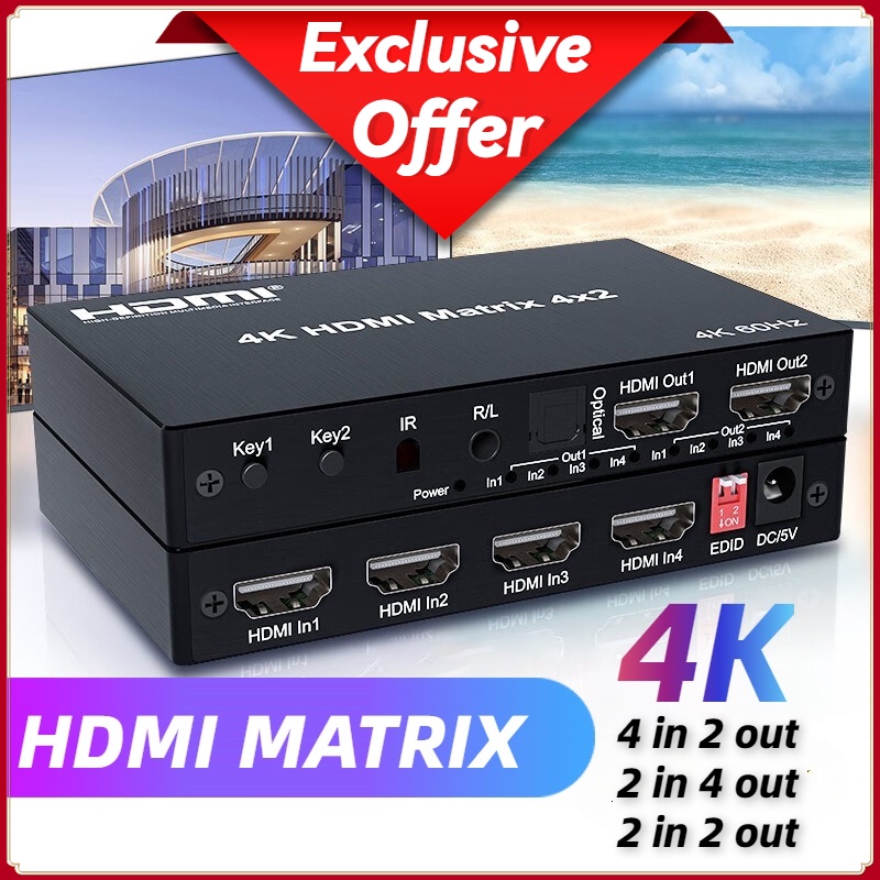 Hdmi Matrix 2x2 4x2 Matrix HDMI Switcher 4 in 2 Out พร้อมออปติคอล 3.5 ... Hdmi Matrix 2x2 4x2 Matrix HDMI Switcher 4 in 2 Out พร้อมออปติคอล 3.5 ...