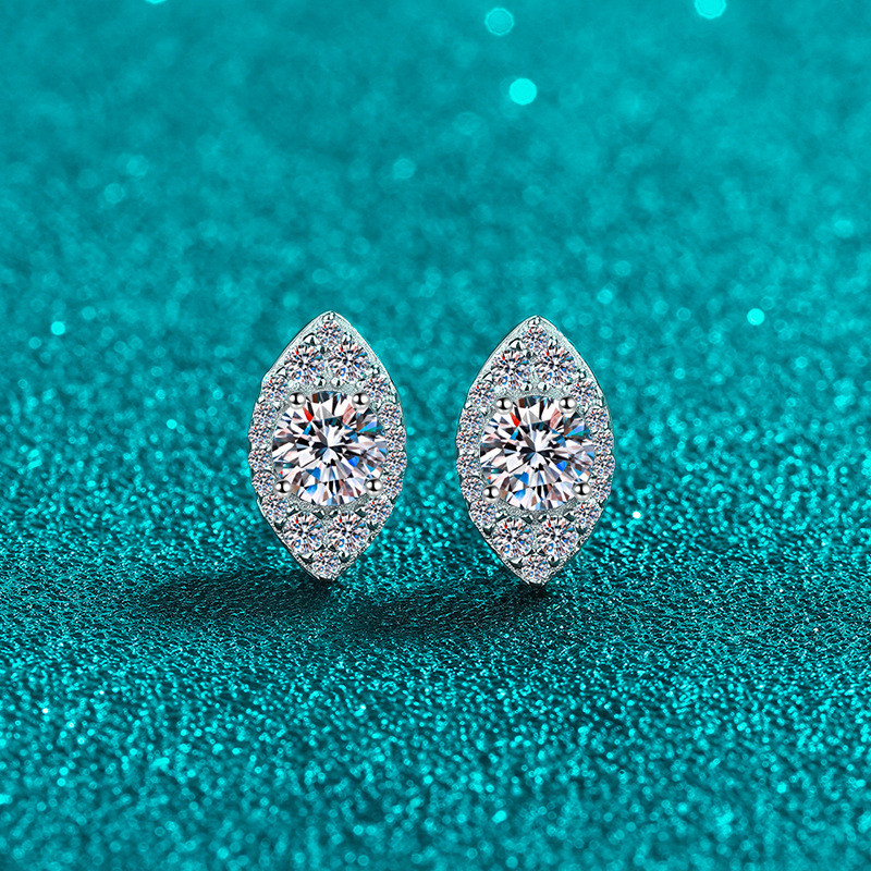 [พร้อมใบรับรอง Gar] ชิ้นเดียวของ Amy 50 จุด 925 เงินสเตอร์ลิง PT950 ต่างหูเคลือบทองรูปไข่ห่อ ...