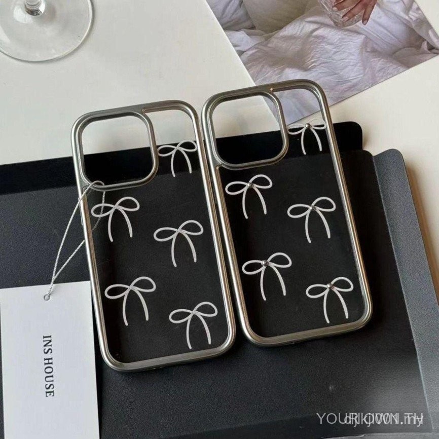 ปกโปร่งใสลายการ์ตูนโบว์ ID Ding สำหรับ iPhone 16 15 14 13 12 11 pro Max ...