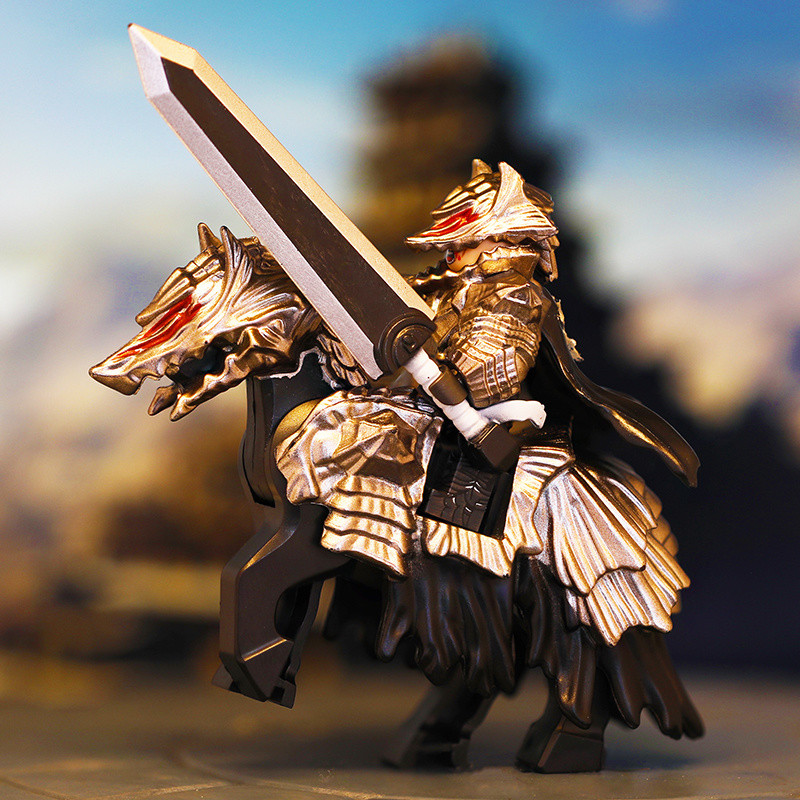 สไตล์ที่เข้ากันได้ตํานาน Gus Wolf-Headed Berserker ทหารสีดําม้าสงคราม Third Party Building Block ...
