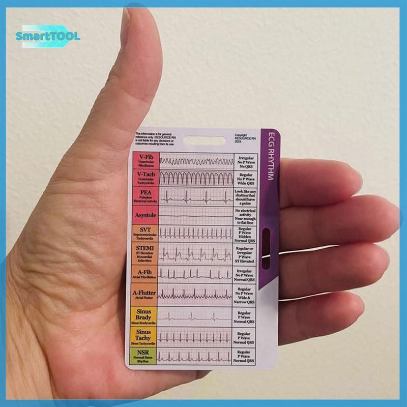 Utzn> ECG/EKG Rhythm Pocket Card การออกแบบสองด้าน EKG Rhythm ...