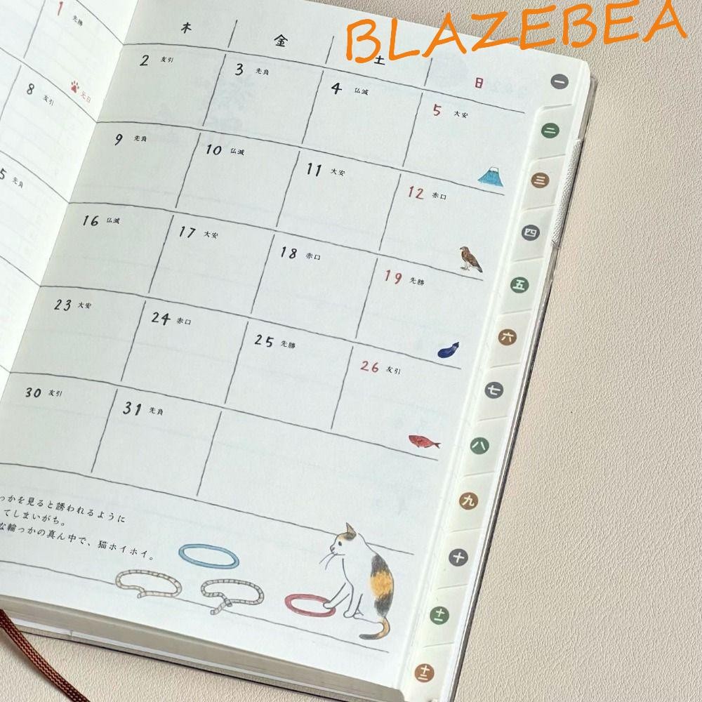 Blazebea 2025 สมุดบันทึกวางแผน, แมวน่ารักหน้าสีสมุดบันทึกนักเรียน, Planner Daily Organizers มัล ...