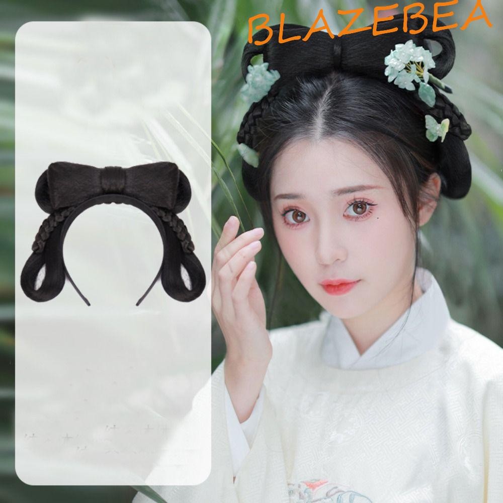 Blazebea Hanfu วิกผมแถบคาดศีรษะธรรมชาติปุยทุกวันเจ้าหญิง Hairpiece ผมปลอม Vintage Headwear สไตล์ ...