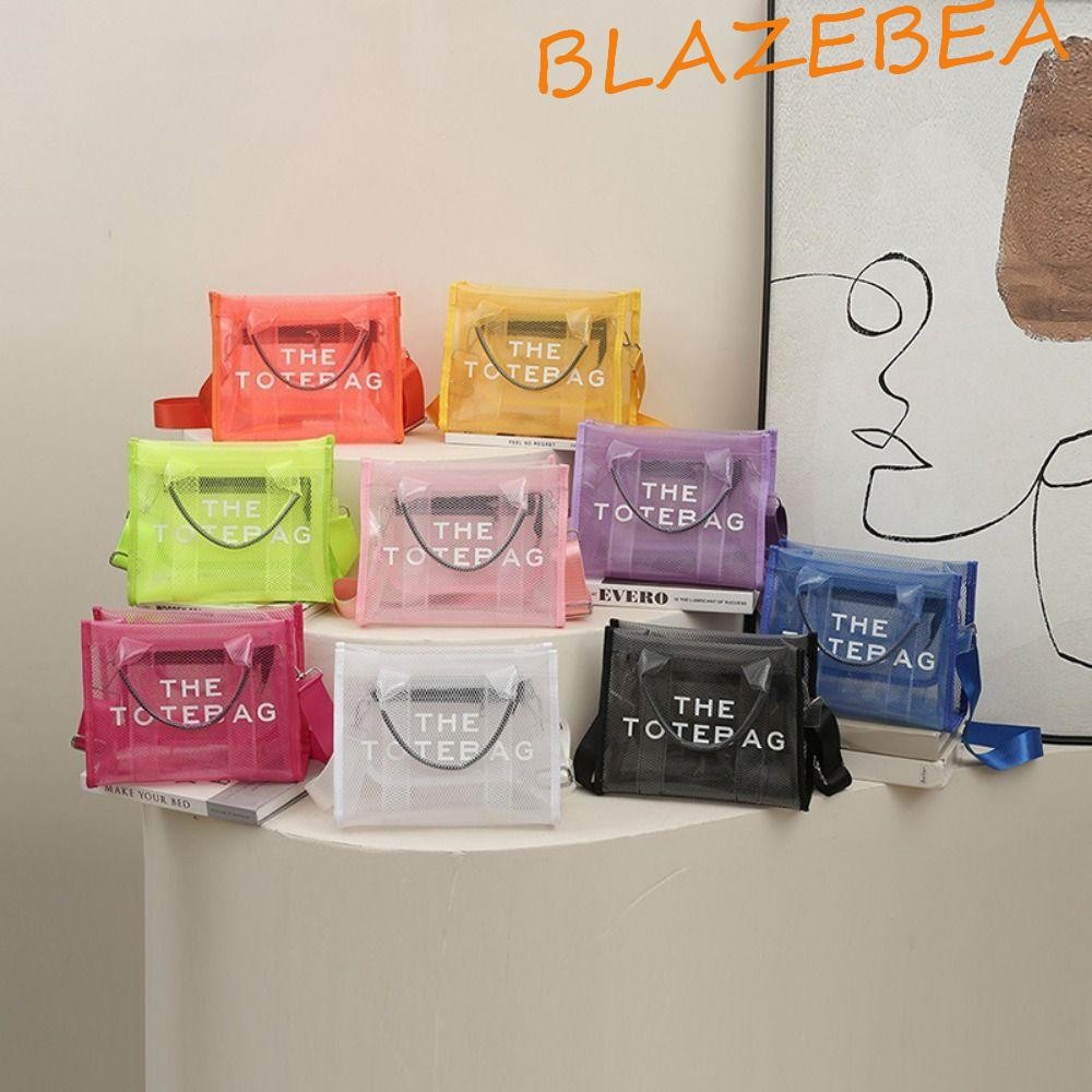 Blazebea กระเป๋าสะพาย PVC, ความจุขนาดใหญ่สีนีออนตัวอักษร Tote Bag, Multi-color Water-proof ปรับ ...