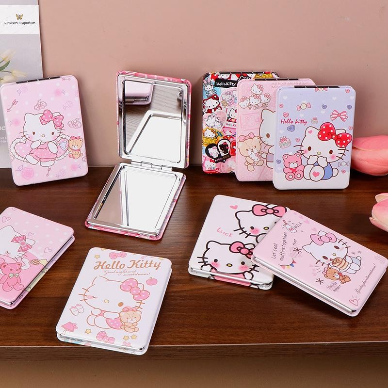 Cod Kawaii Hello Kitty กระจกพับ Sanrio KT Cat กระจกแต่งหน้าสองด้าน ...