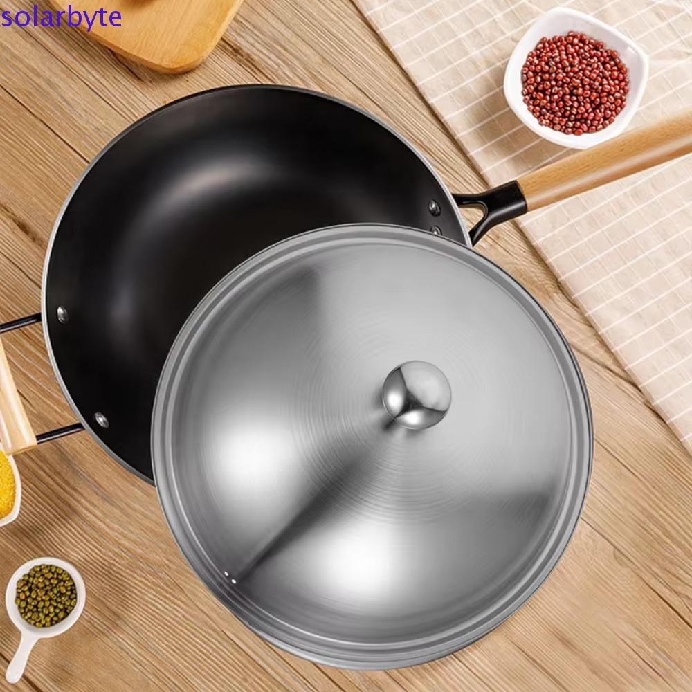 Solarbyte ฝาหม้อสแตนเลส, ฝาครอบกระทะสากล 28/30/32 ซม., เปลี่ยนลูกบิดพลาสติกสีดําทนความร้อน ...