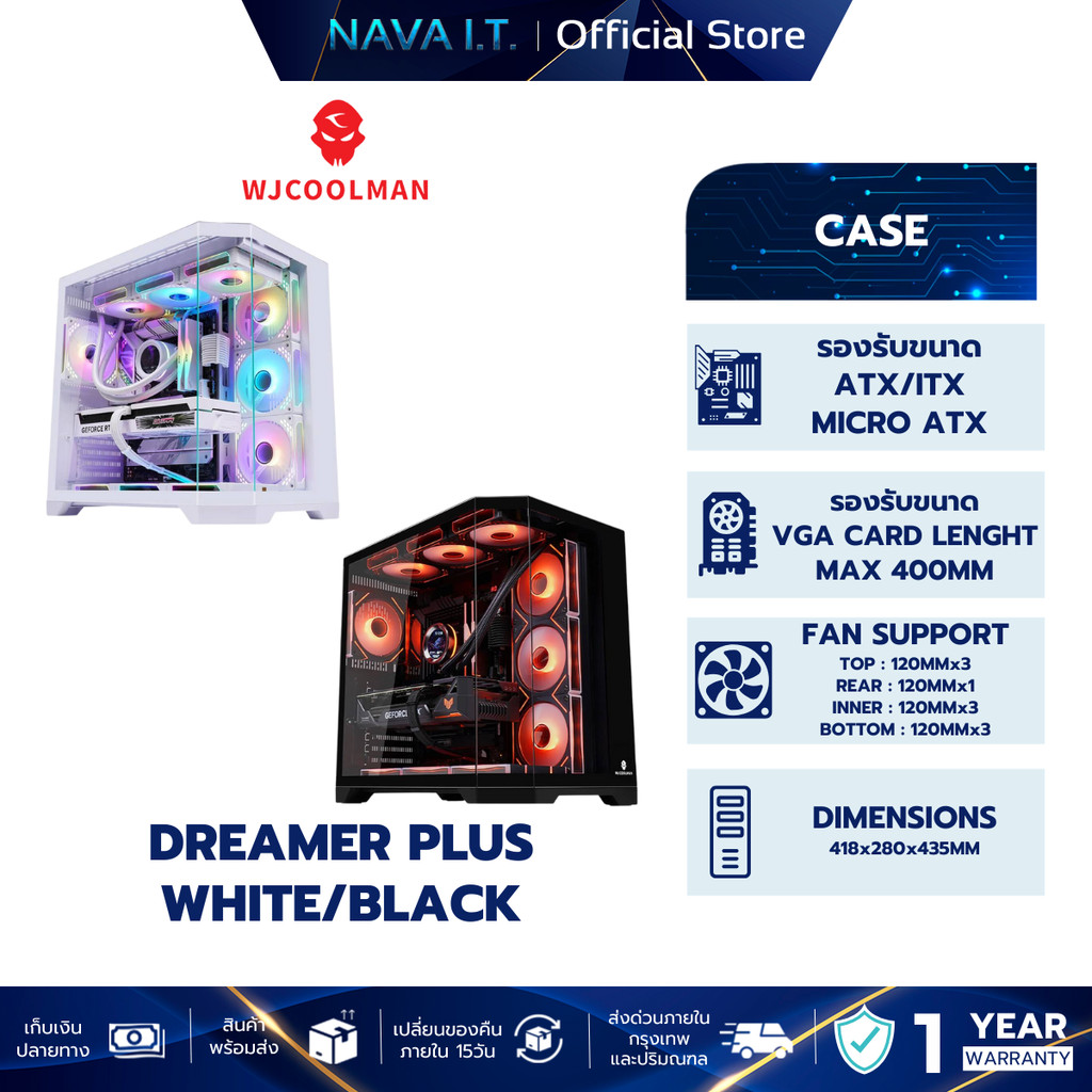 WJCOOLMAN CASE เคส DREAMER PLUS PANORAMA ATX NO FAN | Shopee Thailand