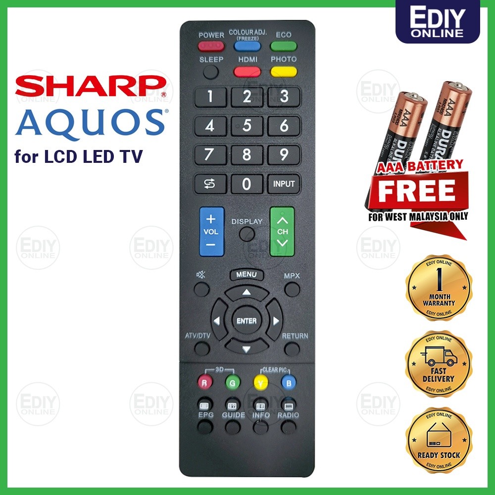 Sharp Rm-L1238 ทีวี Led Lcd รีโมทคอนโทรลเปลี่ยน GB225WJSA GA976WJSA GB217WJN1 GOBIWJSA GB215WJN1 ...