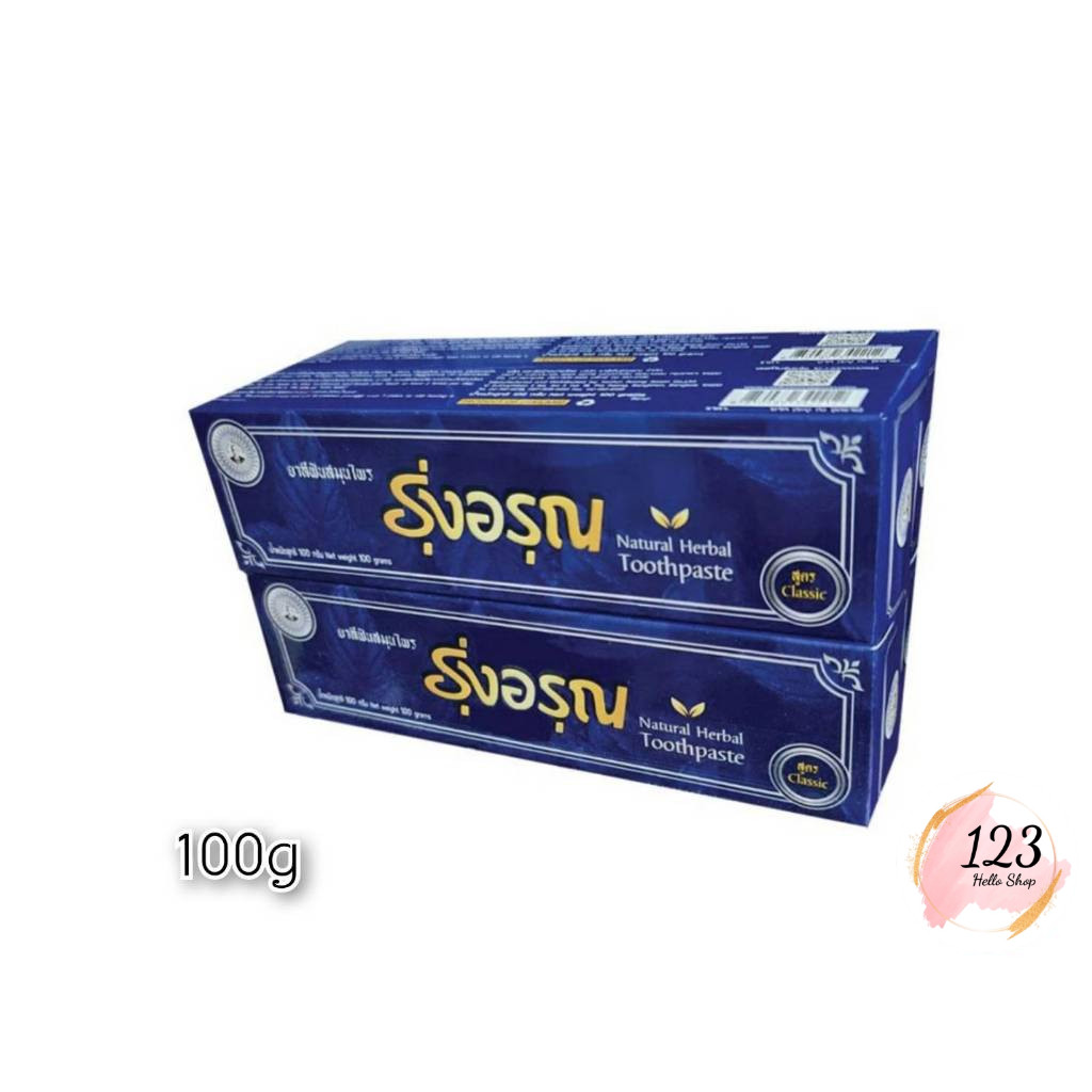 📍 (4หลอด/กล่อง) Natural Thai Herbal Toothpaste 100 g รุ่งอรุณ ยาสีฟัน ...