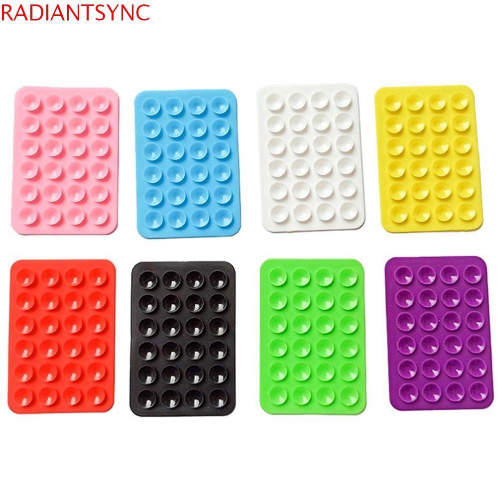 Radiantsync 2 ชิ้นโทรศัพท์ดูด Pad Anti-slip ซิลิโคน Wall Stand Mat กาวด้านหลังคู่สแควร์ดูดถ้วย ...
