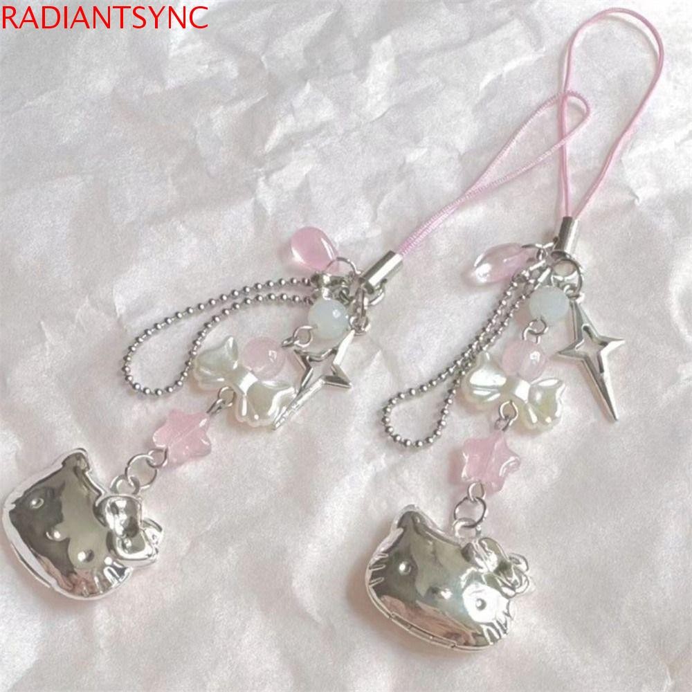 Radiantsync Hello KT Lanyard, อะนิเมะลูกปัด Strand โทรศัพท์, สาว Y2K Choker สร้อยข้อมือ Bowknot ...