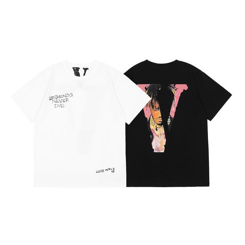 【2025】 Vlone x Juice WRLD Collaborating Big V รูปพิมพ์ High Street Hip ...