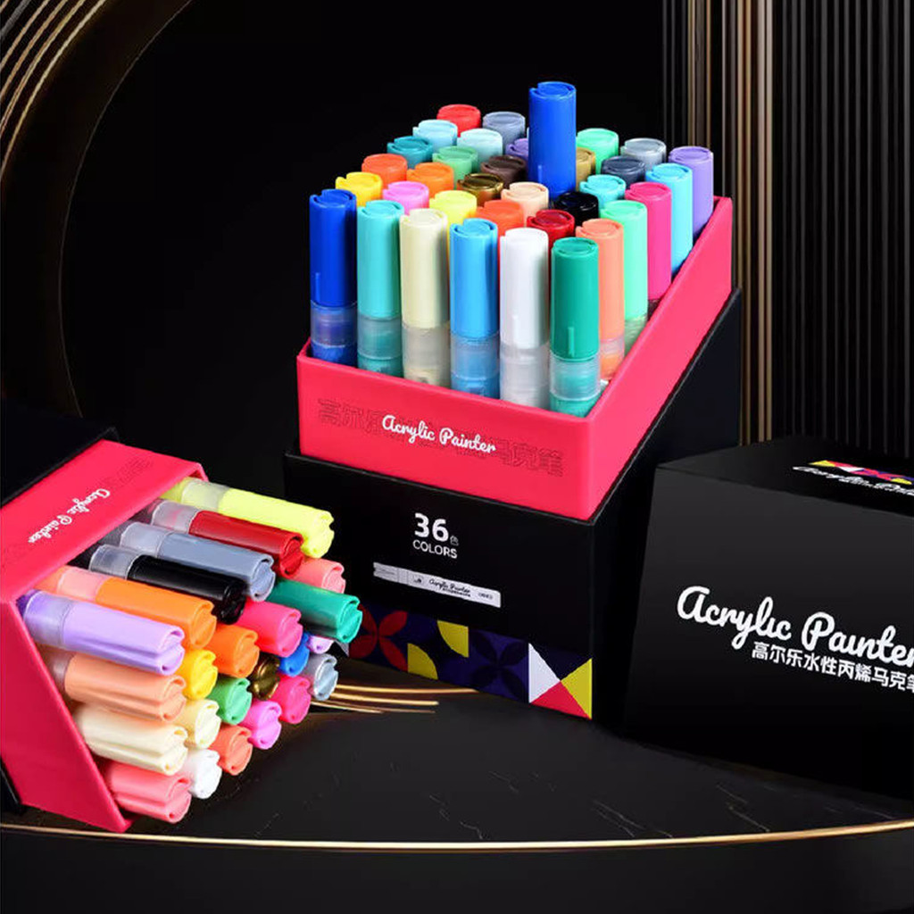 Kuelox อะคริลิค Marker น้ํา-ตามปากกาอะคริลิค 24 สี 36 สีนักเรียนเด็ก ...
