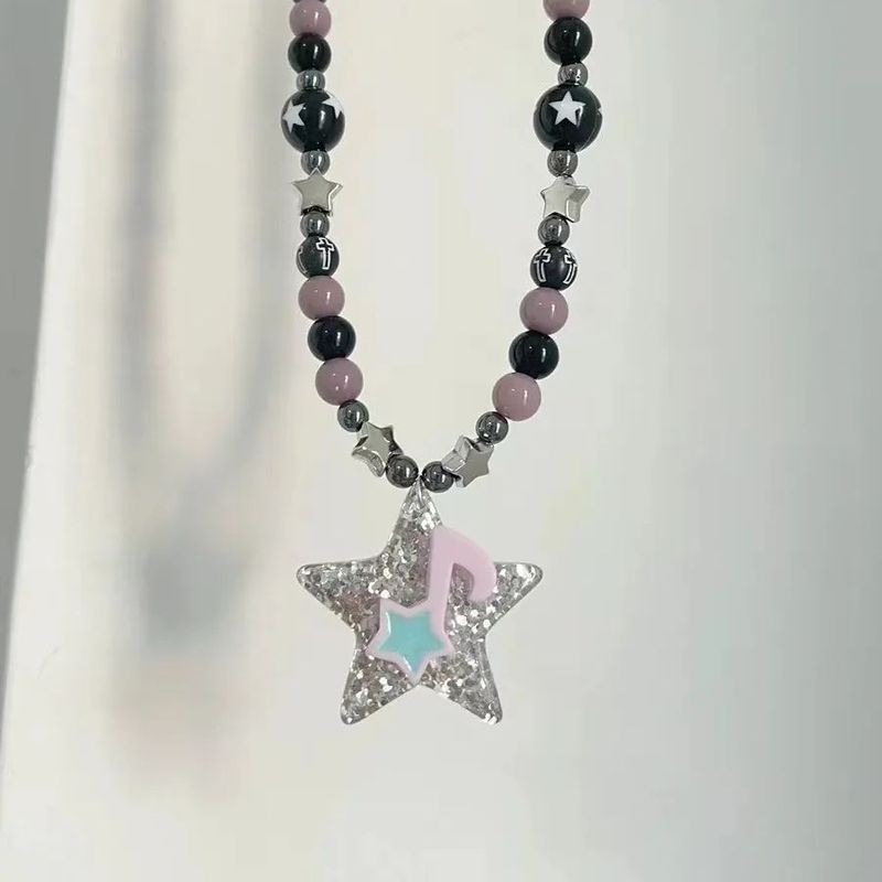 Y2K Millennium Hot Girl Asian Culture สีสันลูกปัด Star Note จี้สร้อยคอ ...